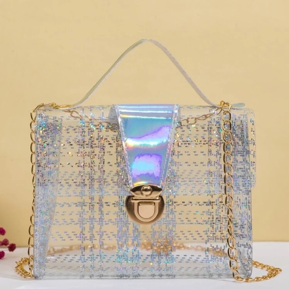 Bags | New Clear Holographic Y2k Clueless Mean Girls Chain Strap Mini ...